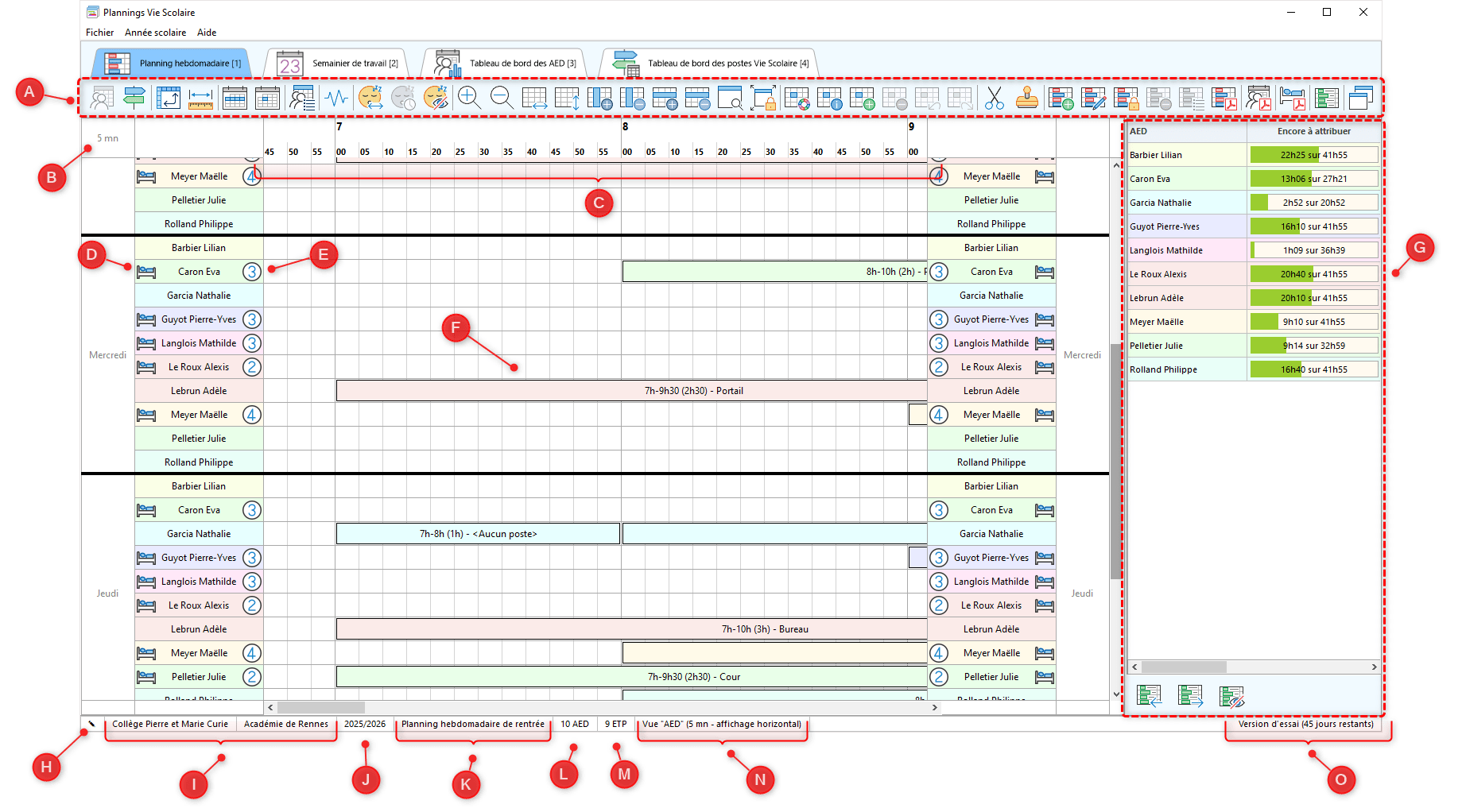 Aide de "Plannings Vie Scolaire"